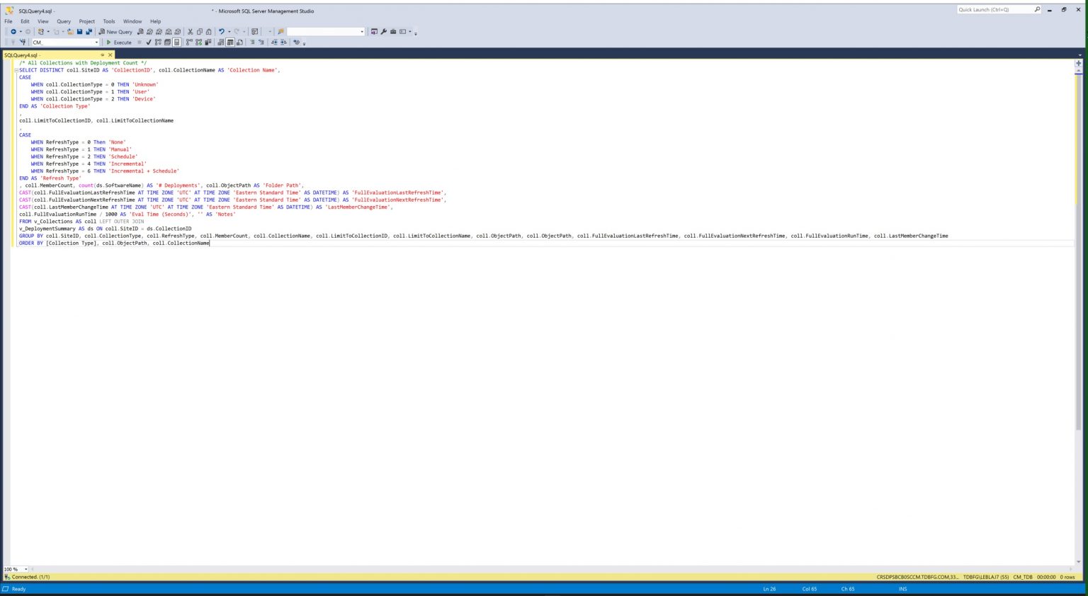 SQL: All Collections with Deployment Count – SCCM PowerShell